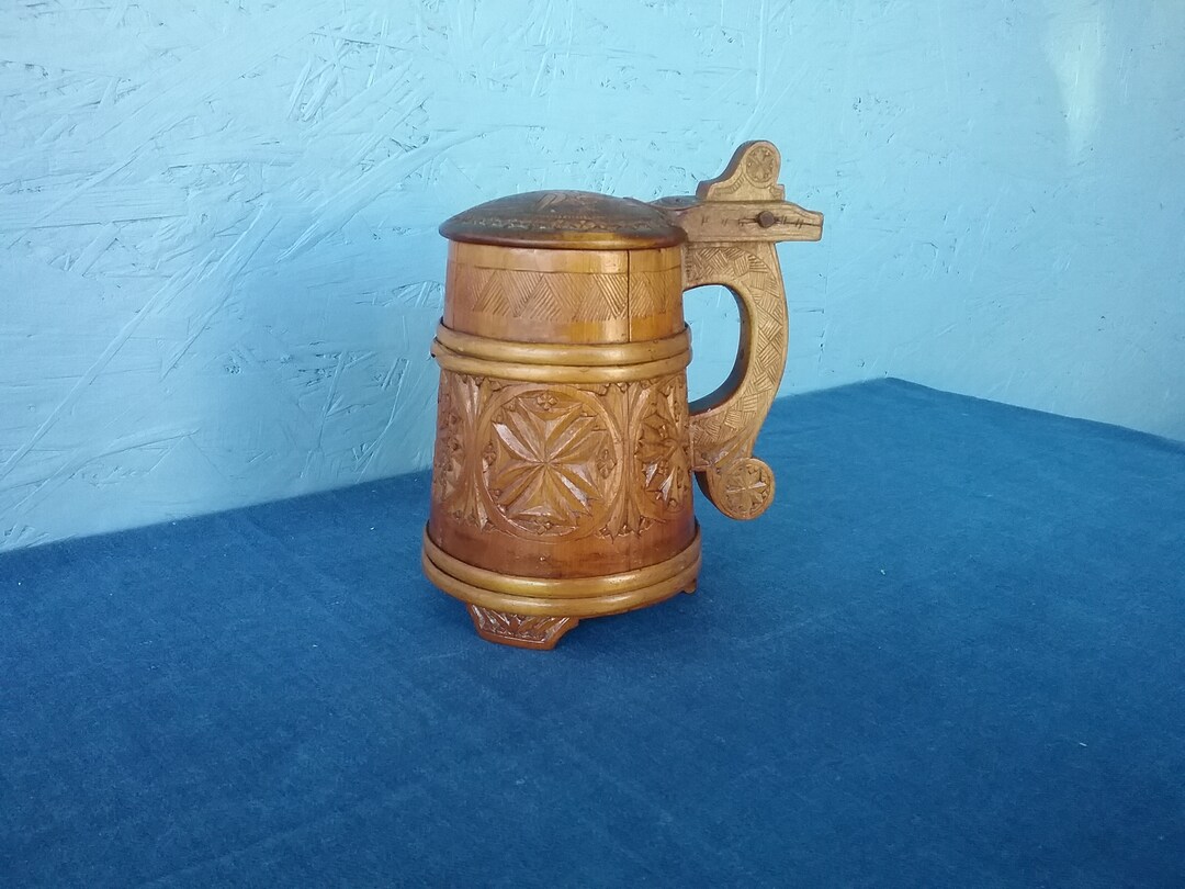 A 19th Century Scandinavian Chip Carved Treen Tankard, Norwegian Mug ...