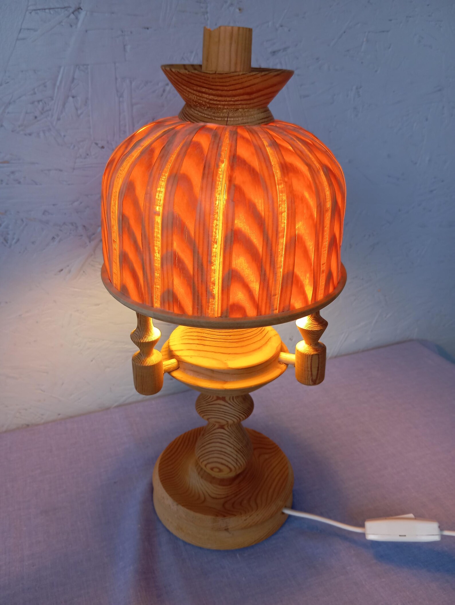 Vintage Carved Wood Electric Lamp: Rustic Allmoge Style - Etsy