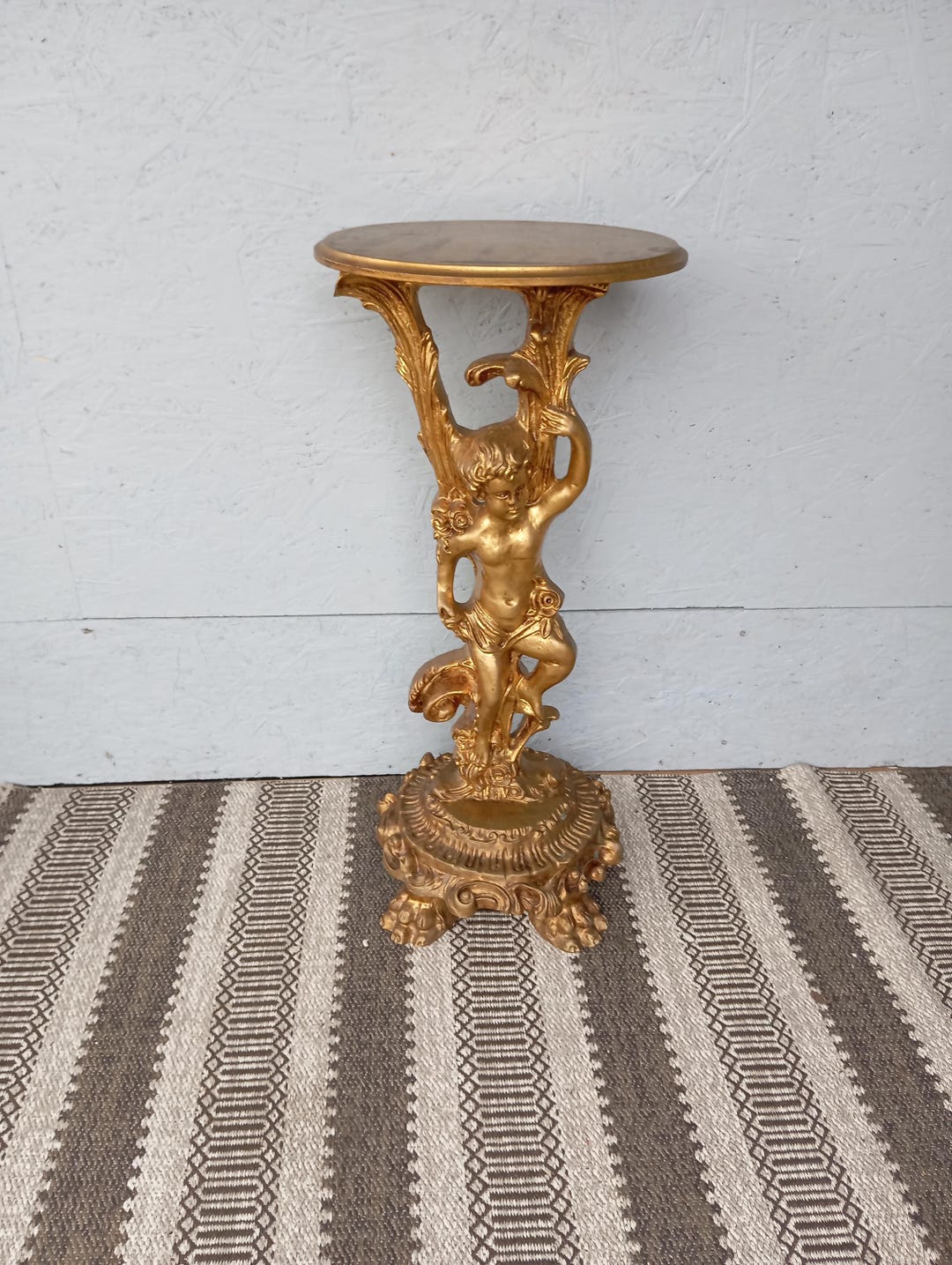 Antique Carved and Gilded Side Table With Cherub, Console Table ...