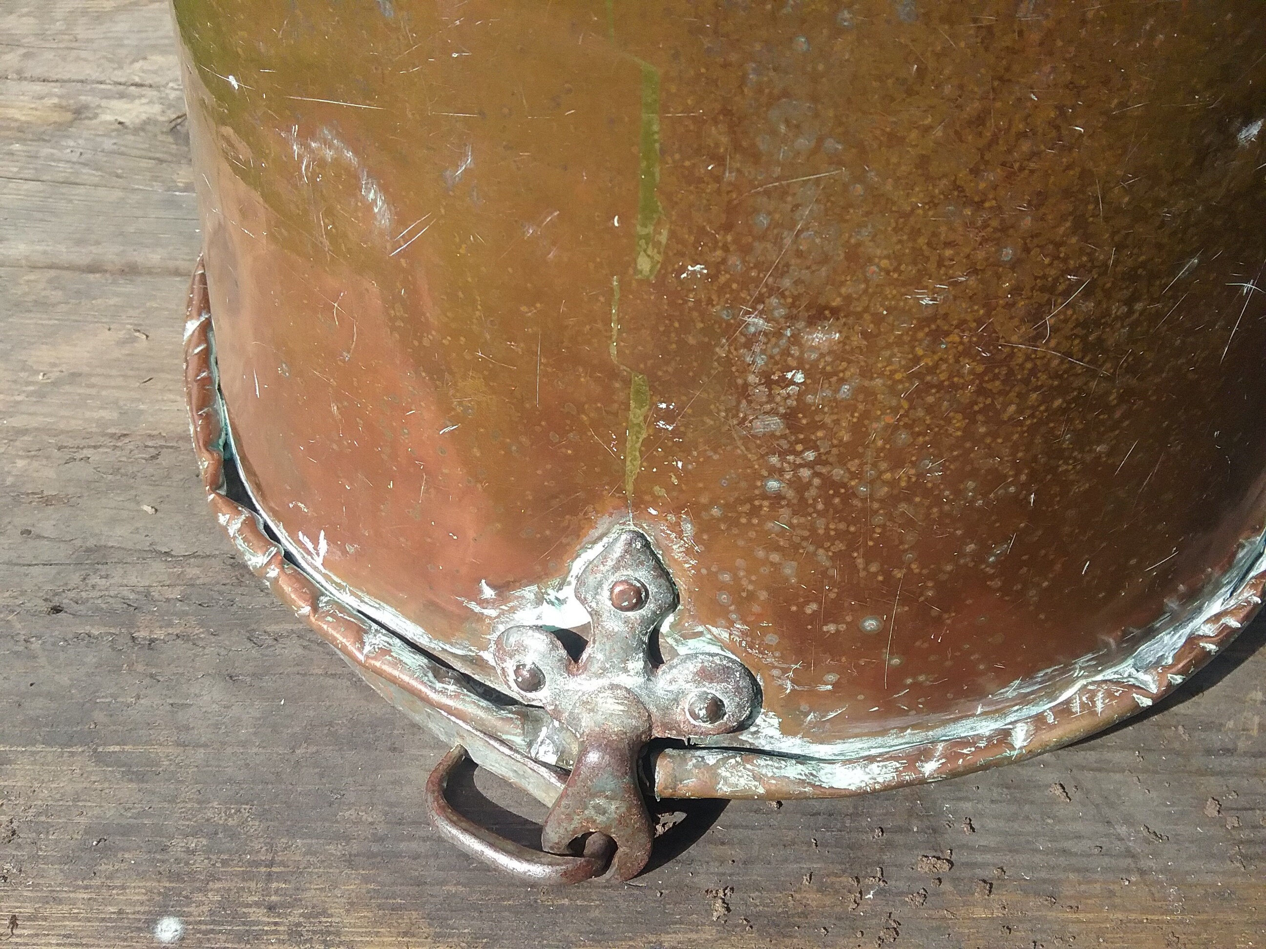 Antique Copper Pot With Iron Handle and Rim, Hammered Copper Swedish ...