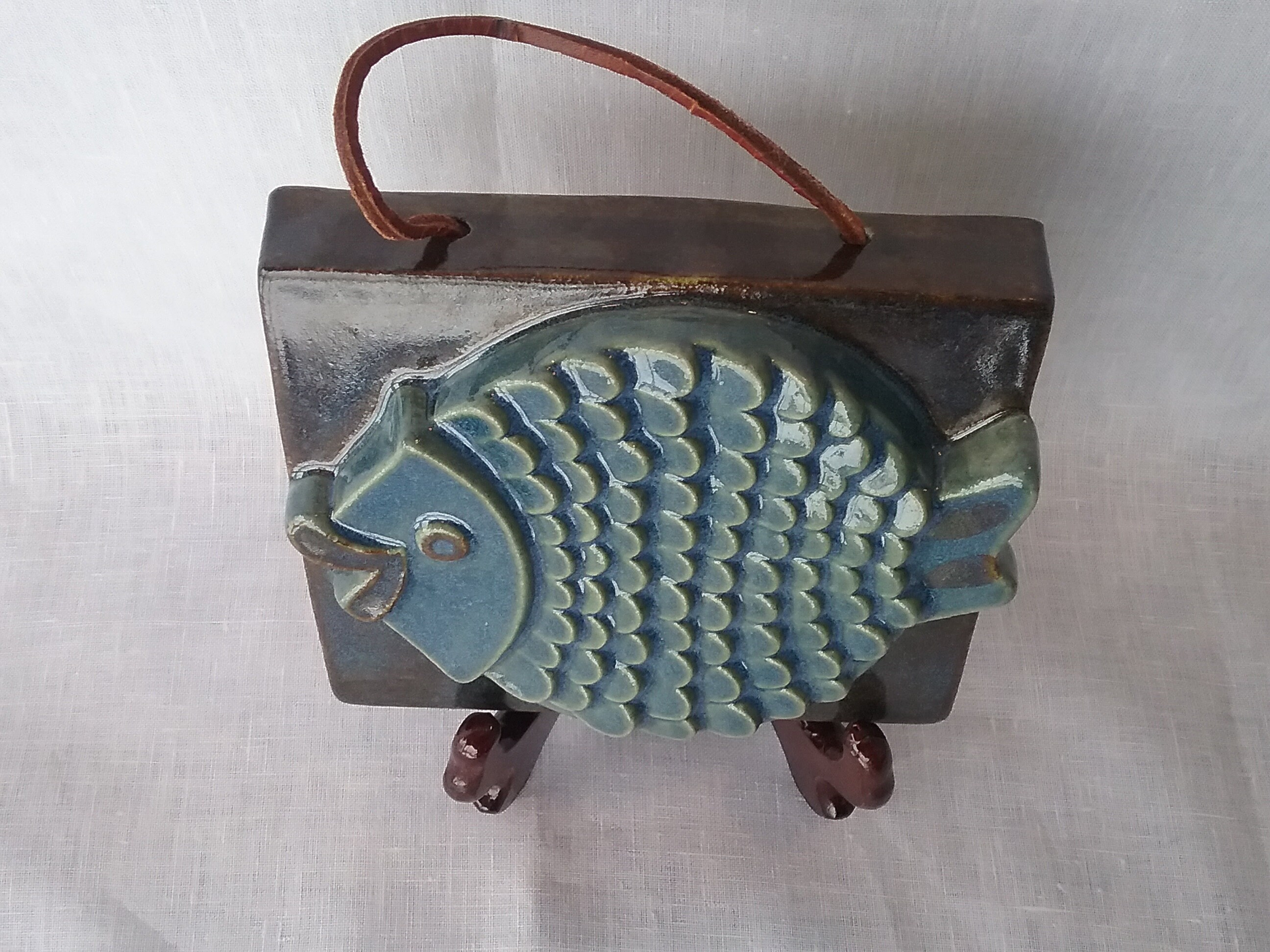 Vintage Swedish Stoneware Fish Wall Plaque, Willy Fischer Ego Stengods ...