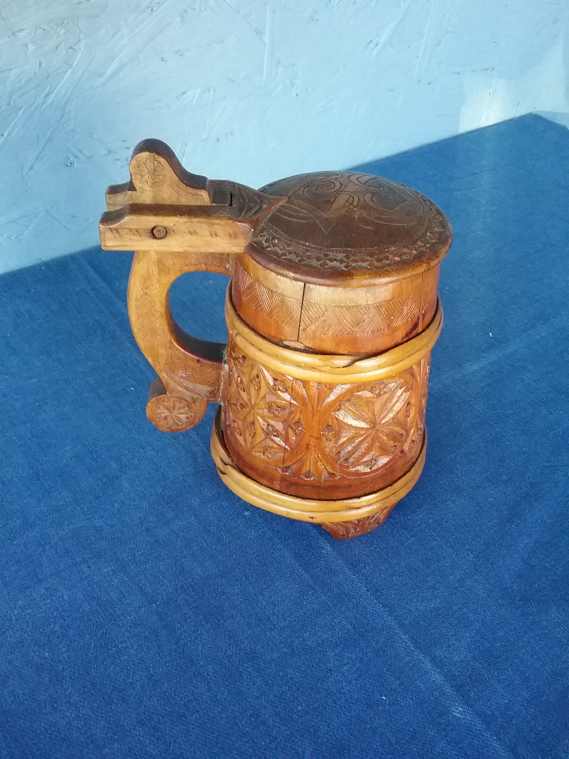 A 19th Century Scandinavian Chip Carved Treen Tankard, Norwegian Mug ...