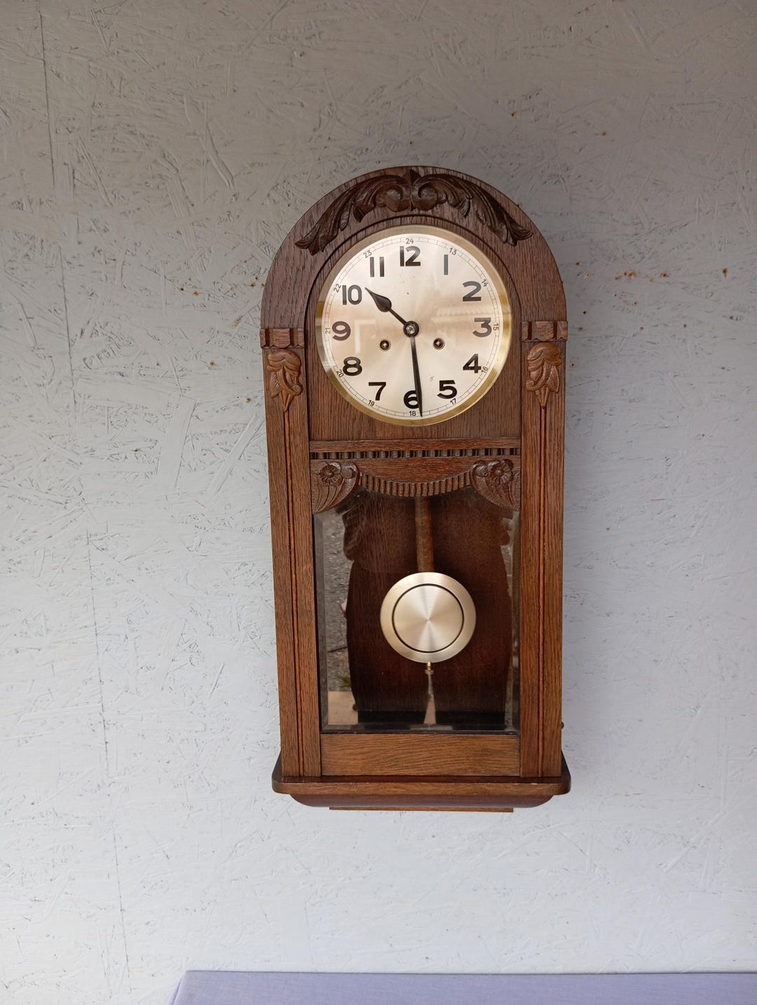 Friedrich Mauthe Antique Regulator Clock: German Oak Wall Clock With ...