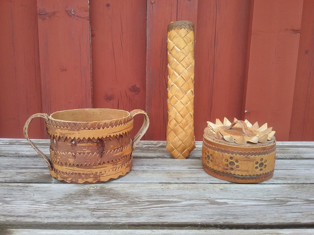 Rustic Birch Bark Decorations/set of Birch Bark Crafts/vintage Sweden ...
