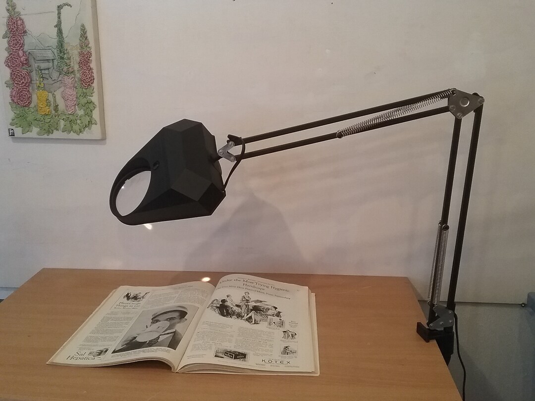 Massive Belgium Vintage Desk Lamp/work Lamp/lamp With Magnifying Glass ...