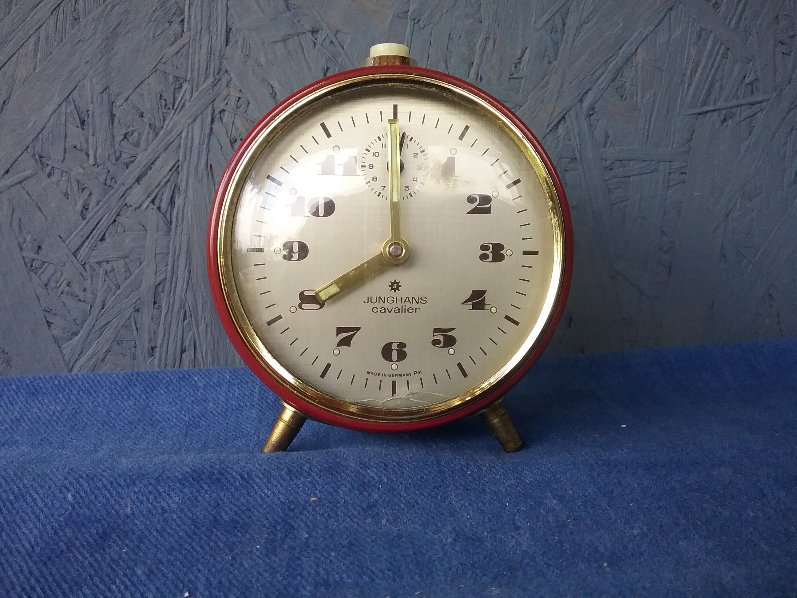 Junghans Cavalier Table Clock, Vintage Mechanical Clock, Gold Burgundy ...