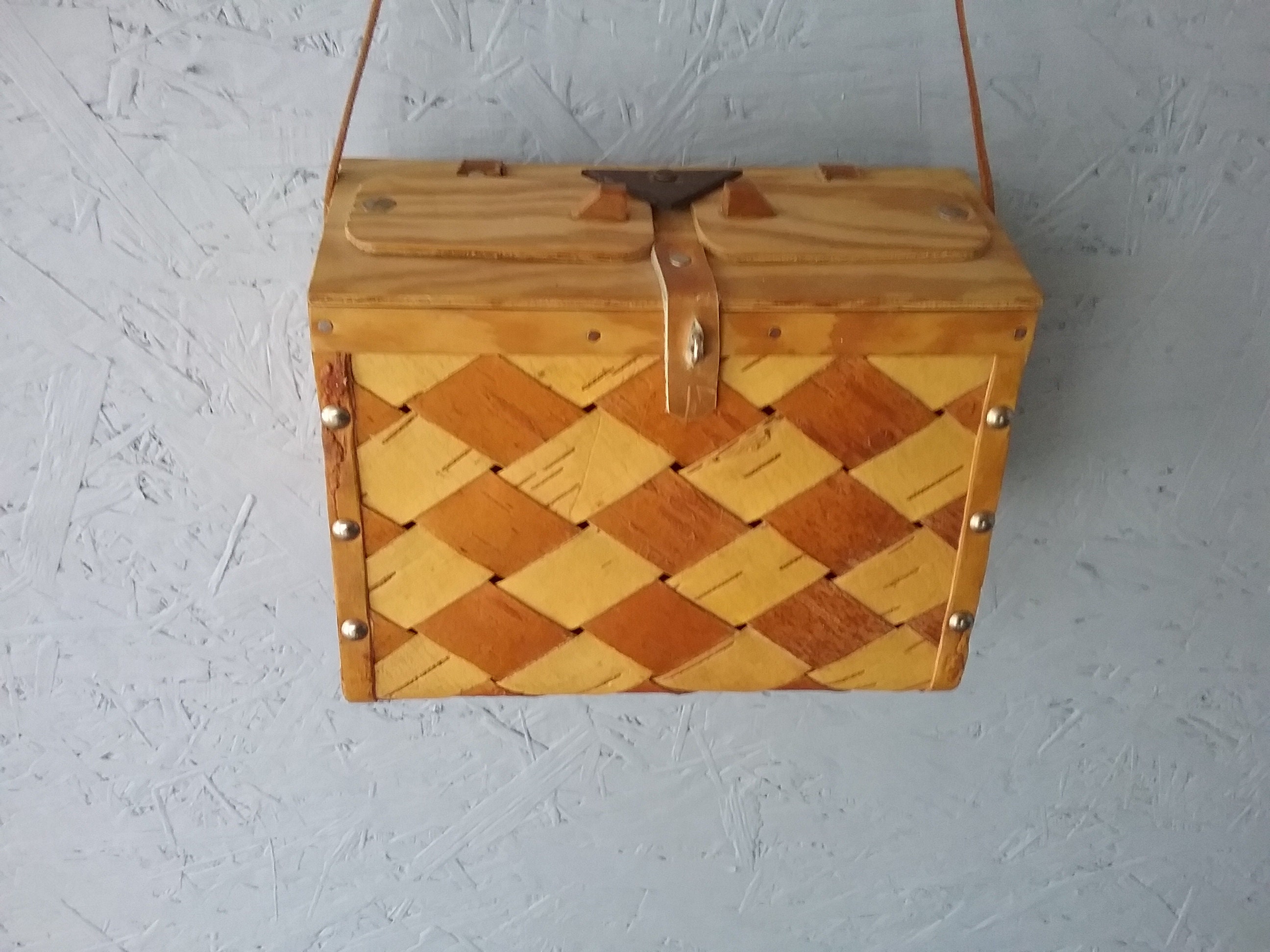 Birch Bark Woven Handbag, Mid Century Scandinavian Handbag, Swedish ...