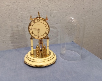 Working Kundo Kieninger & Obergfell Anniversary Ball Pendulum Table Clock, Brass With Glass Dome ...
