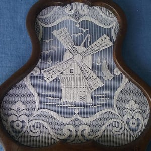 Vintage Lace Window Screen, Dutch Window Decoration, Windmill Pattern ...