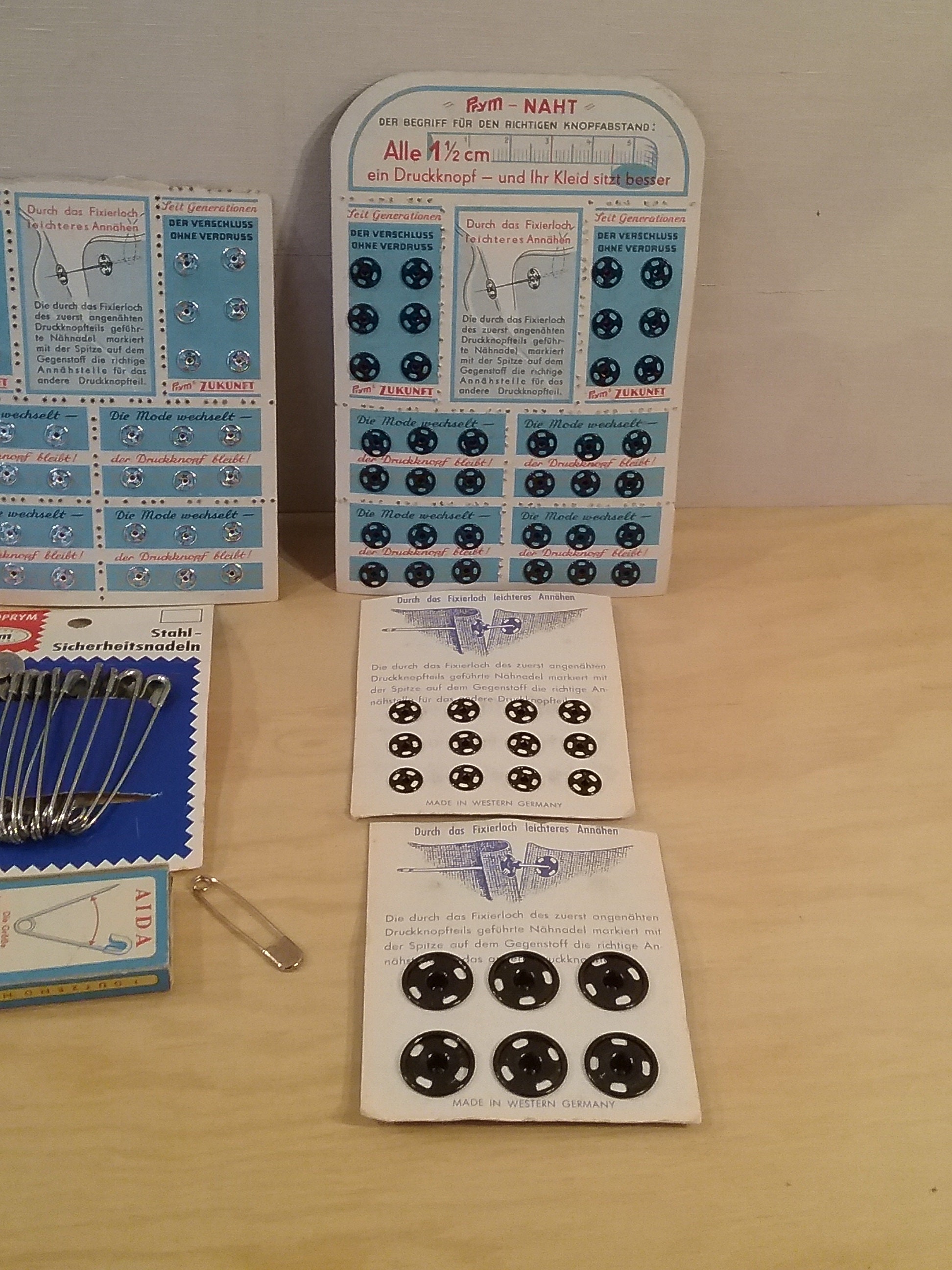 Prym Snaps Sew on Snaps/vintage Snap Buttons/pryms Vintage Safety Pins ...