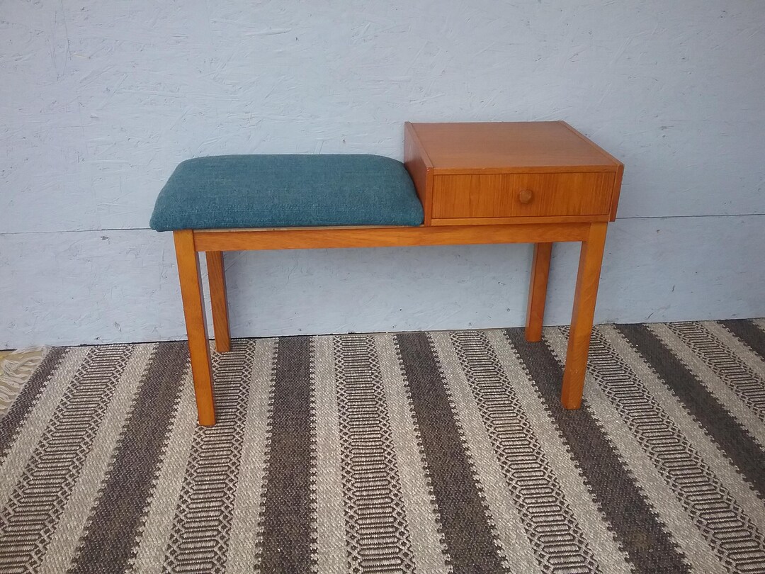 Vintage Teak Telephone Stand, Telephone Bench, Telephone Table With ...