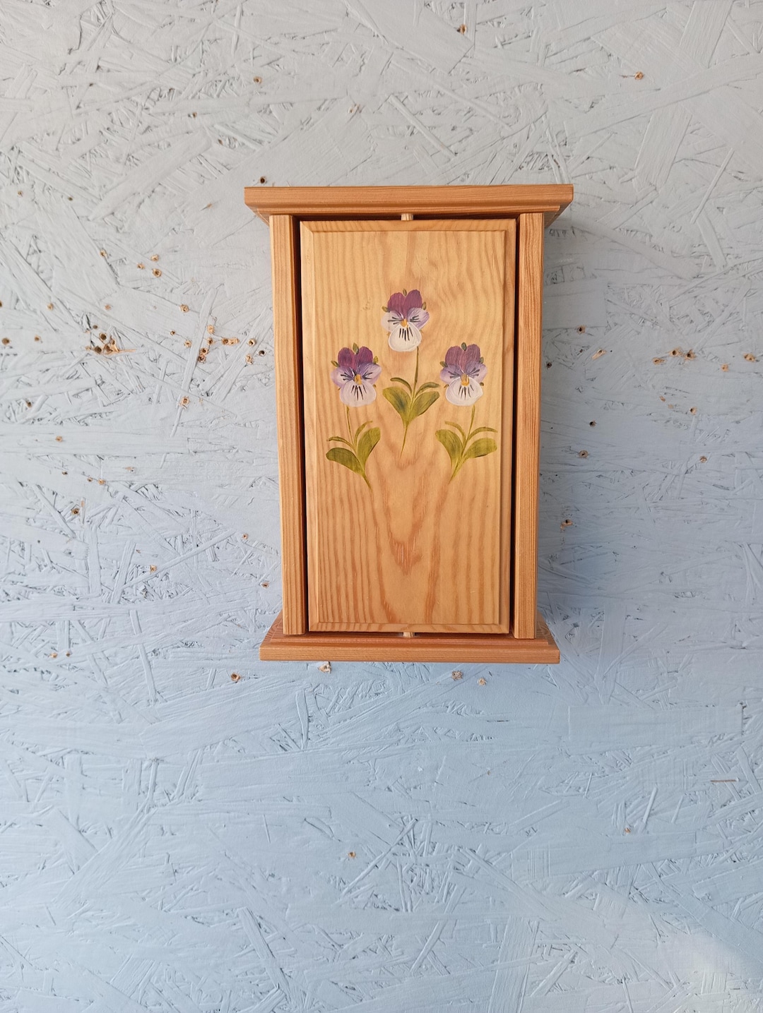 Vintage Scandinavian Wooden Key Cabinet With Swivel Door, Wall Key ...