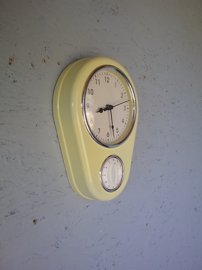 Vintage Kitchen Wall Clock With Cooking Timer, Vintage Kitchen Decor ...