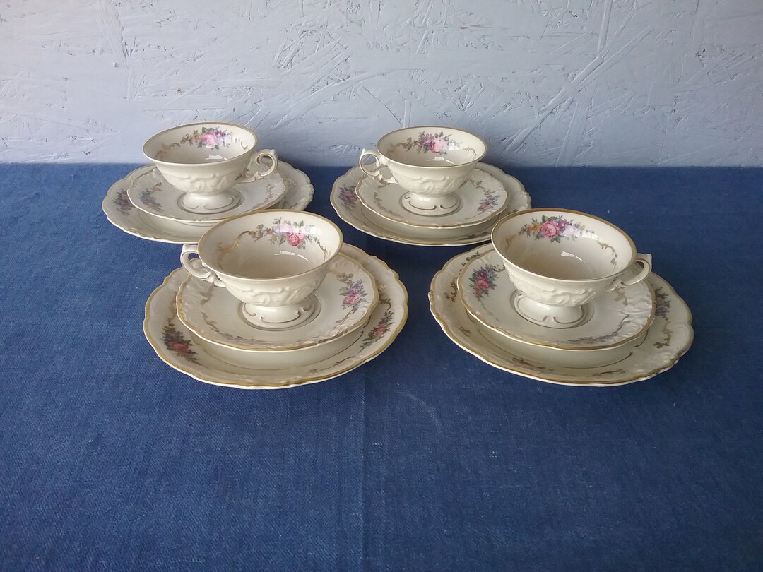 12 Pieces, Vintage KPM Poland Porcelain Tea Trio , Porcelain Tea/coffee ...