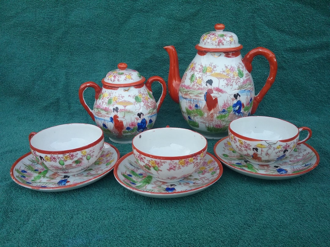 Japanese Tea/coffee Set, Vintage Ceramics, Handmade Ceramic Set, Mid ...