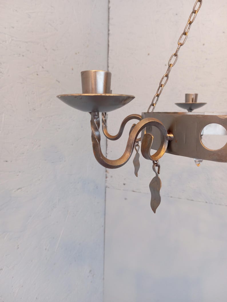 Vintage Scandinavian Wrought Iron Chandelier-candelabra for 6 Candles ...