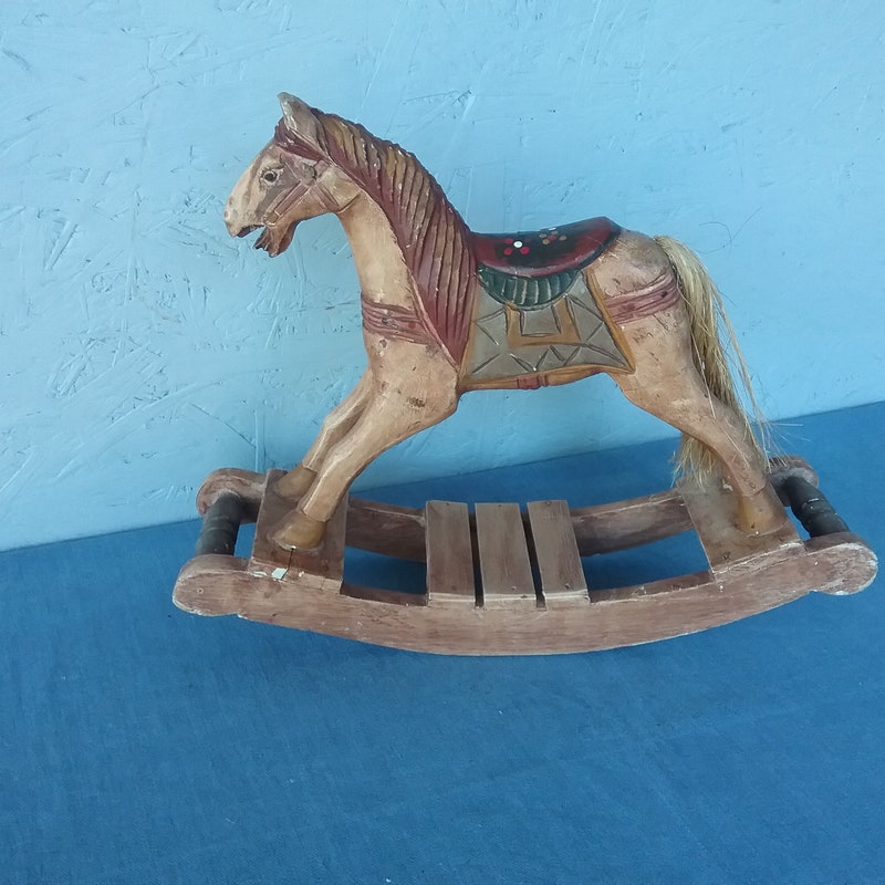 Antique Wooden Rocking Horse - Etsy