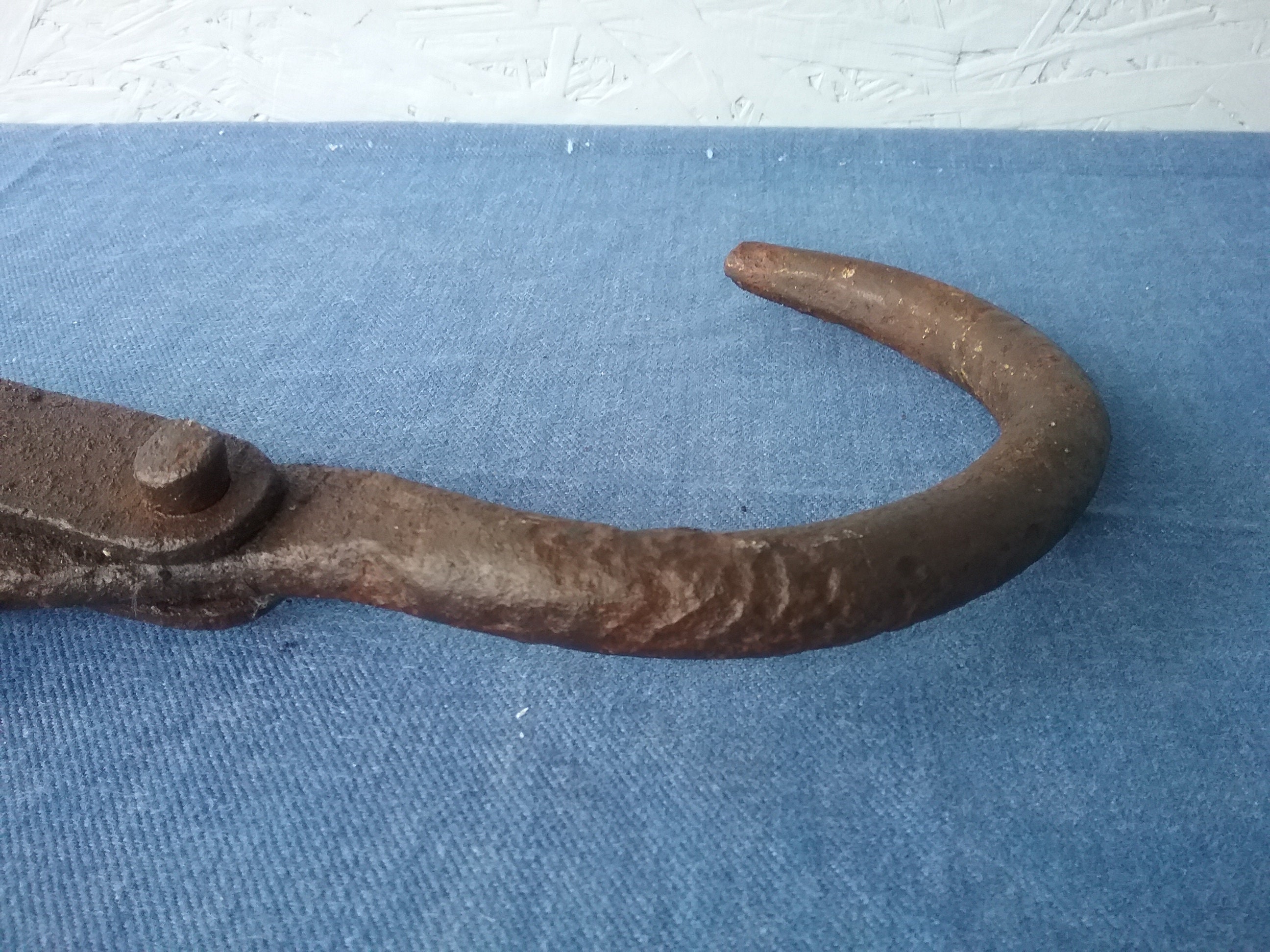 Hand Forged Iron Swedish Hook Wood Log Pulling Clamp, Antique Hook ...