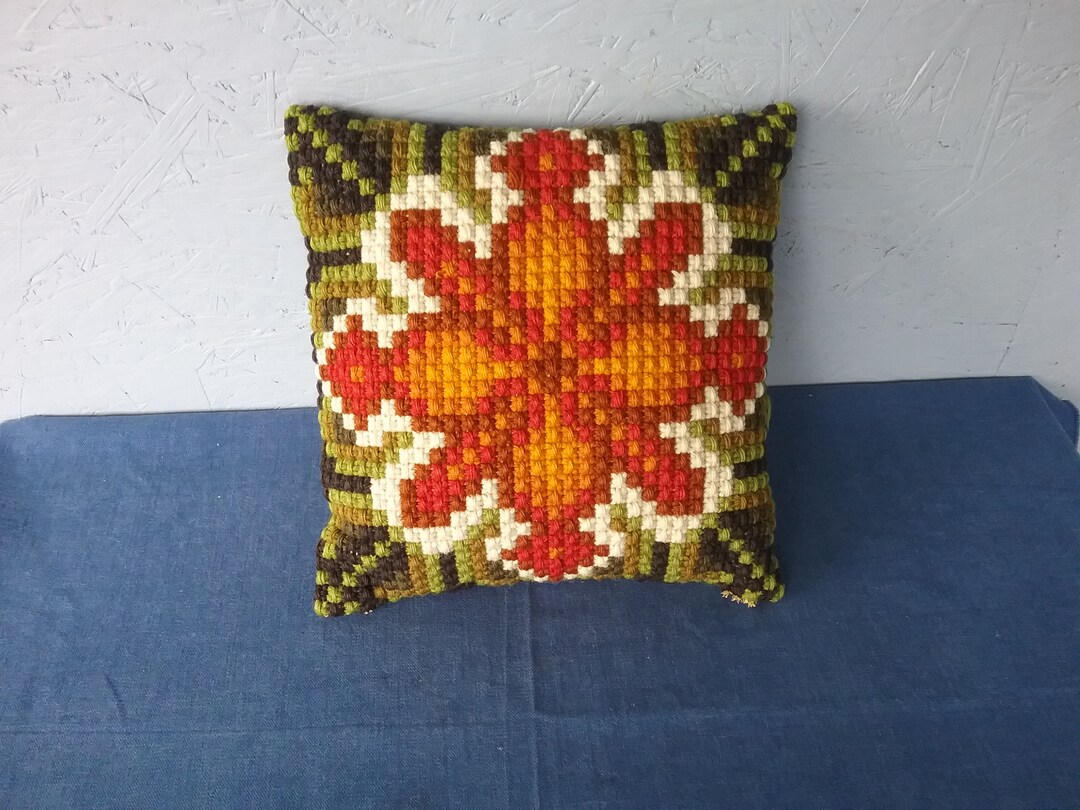 Hand Woven Square Small Cushion With Geometric Pattern, Swedish Cushion ...