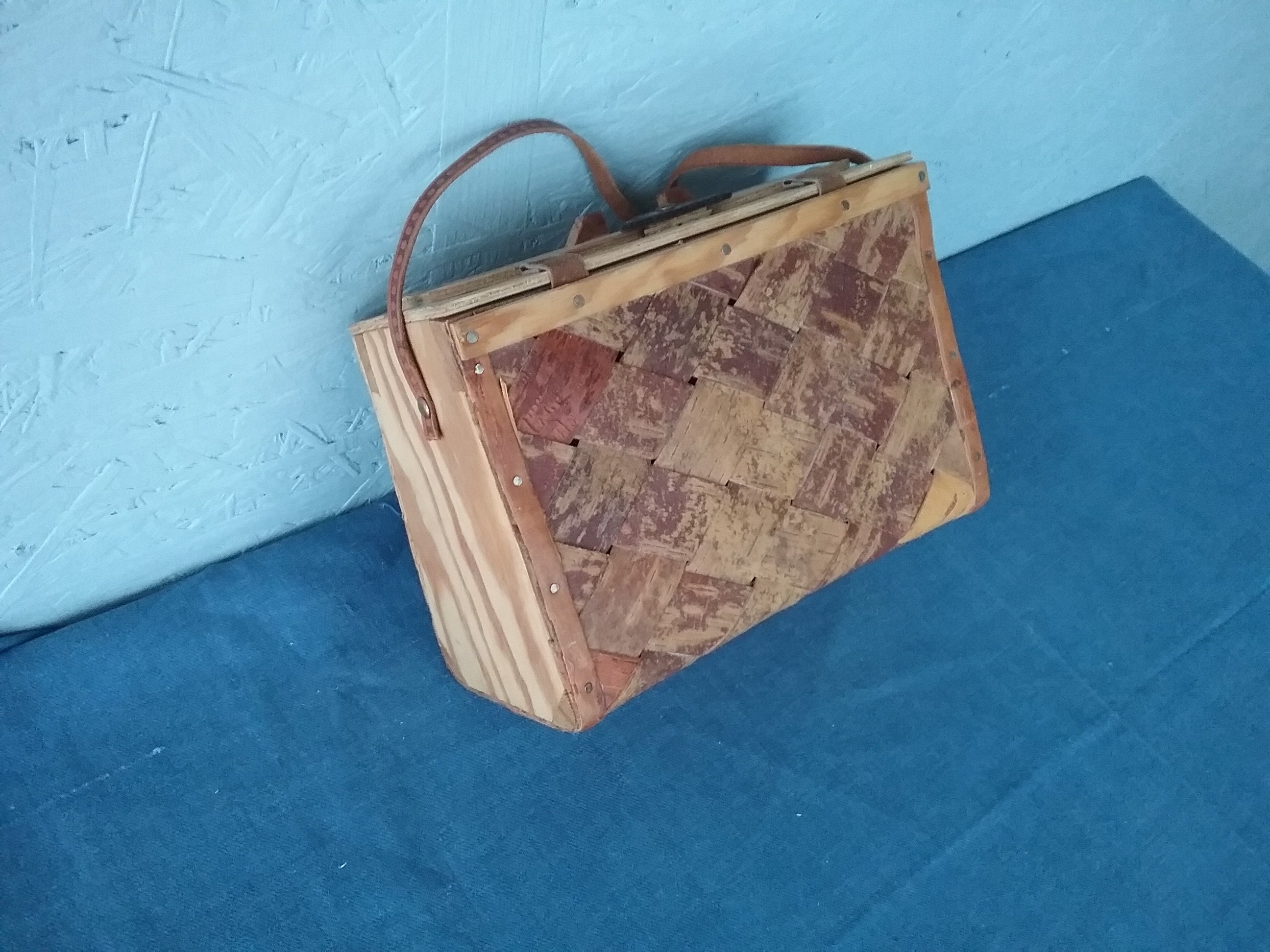Birch Bark Woven Handbag, Mid Century Scandinavian Handbag, Swedish ...