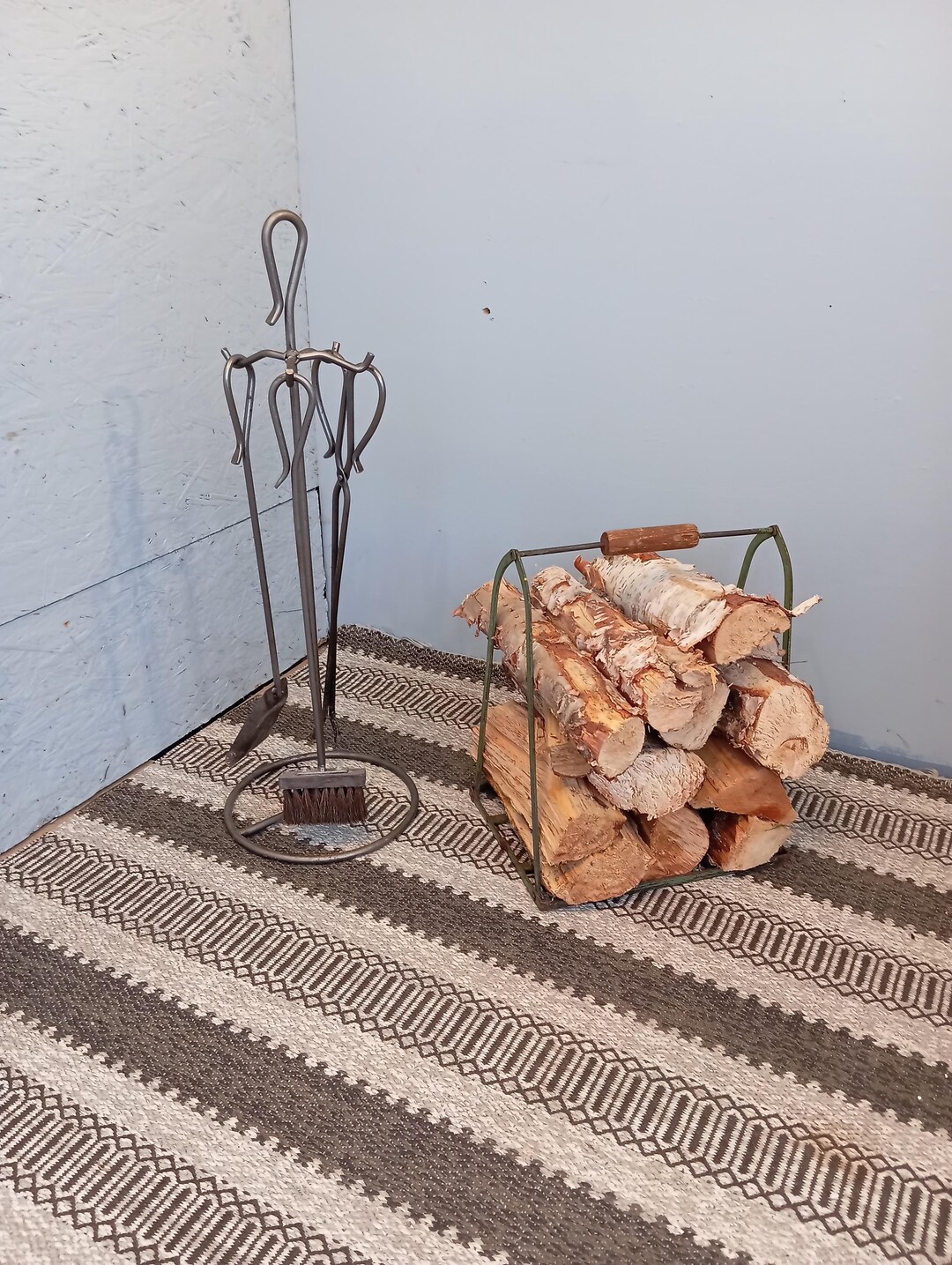 Vintage Hand-forged Iron Fireplace Tool Set: Scandinavian Companion Set ...