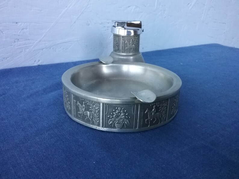 Vintage Ronson Table Lighter and Ashtray, Norwegian Pewter Set - Etsy