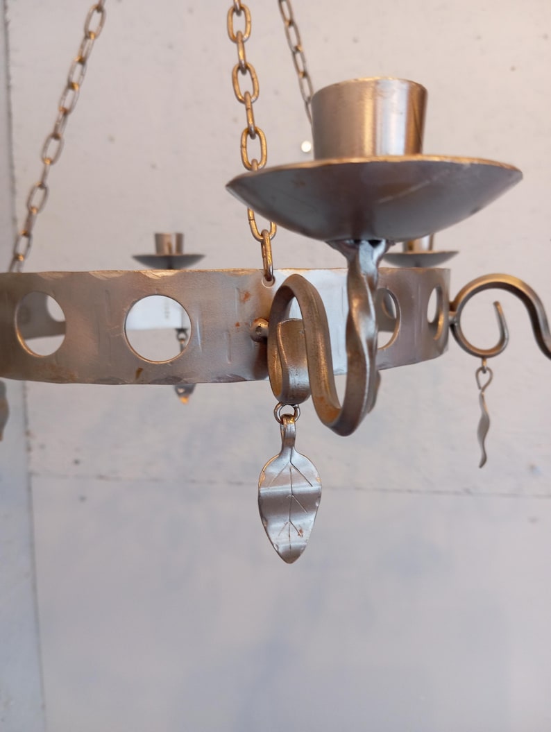 Vintage Scandinavian Wrought Iron Chandelier-candelabra for 6 Candles ...