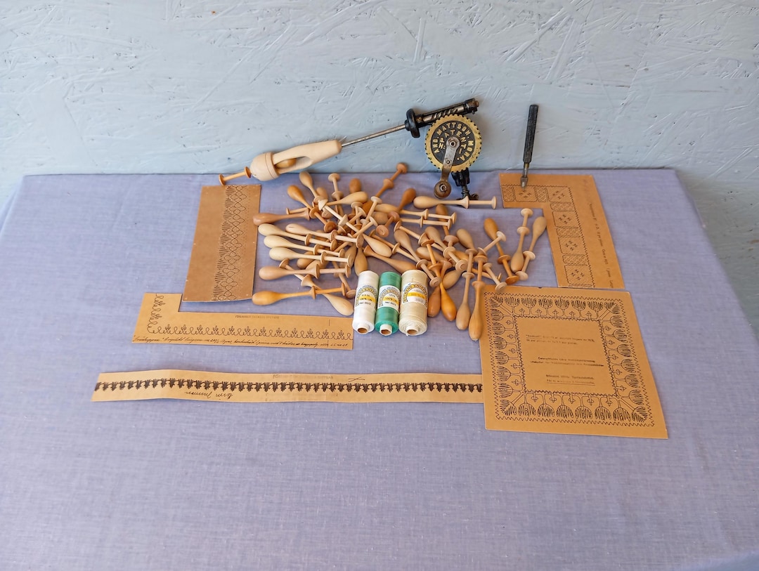 Block Lace Making Kit, Mattson Mora Patented Thread Bobbin Winder ...
