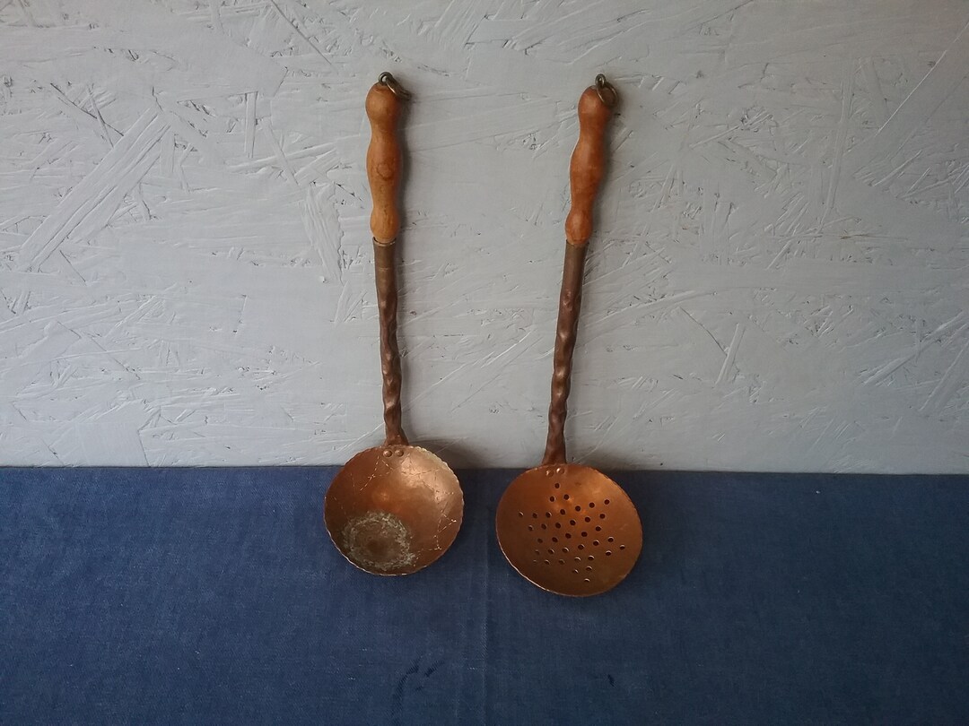 French Copper Ladle and Colander Set, Antique Kitchenware - Etsy