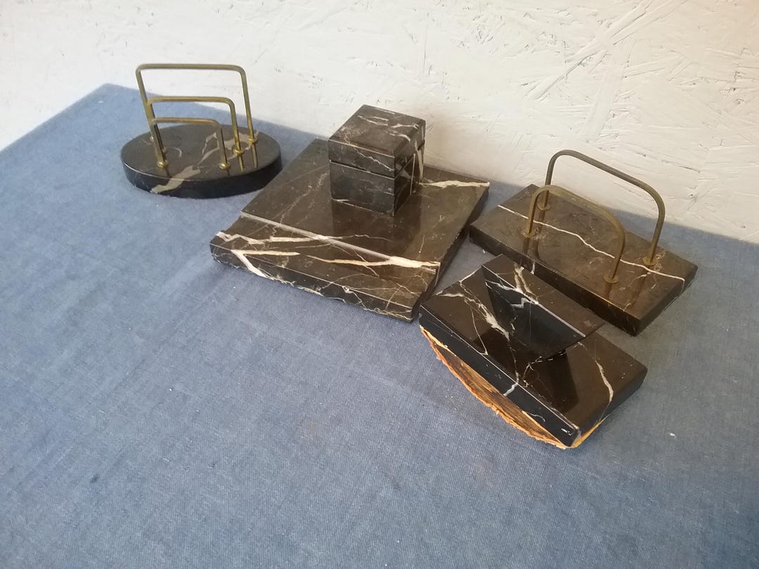 Antique Marble Desk Organiser With Inkwell and Blotter and Letter Rack ...