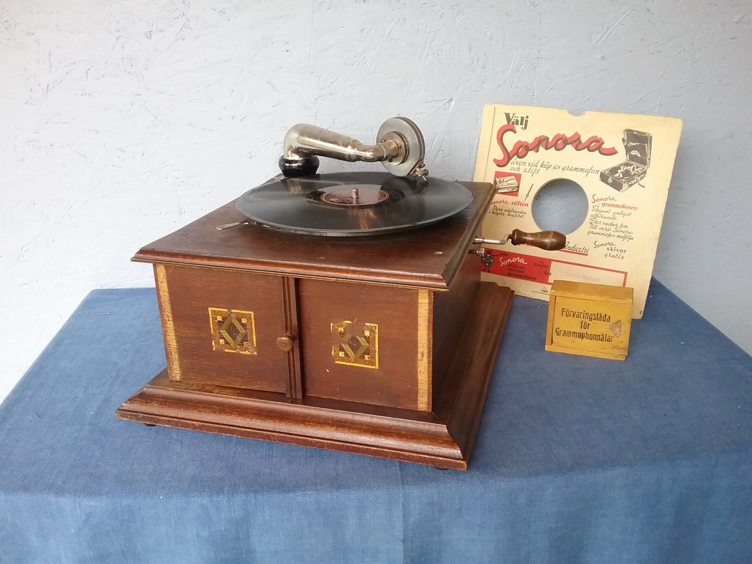 Tisch-lindström Gramophone Phonograph, Table Top Antique Gramophone ...