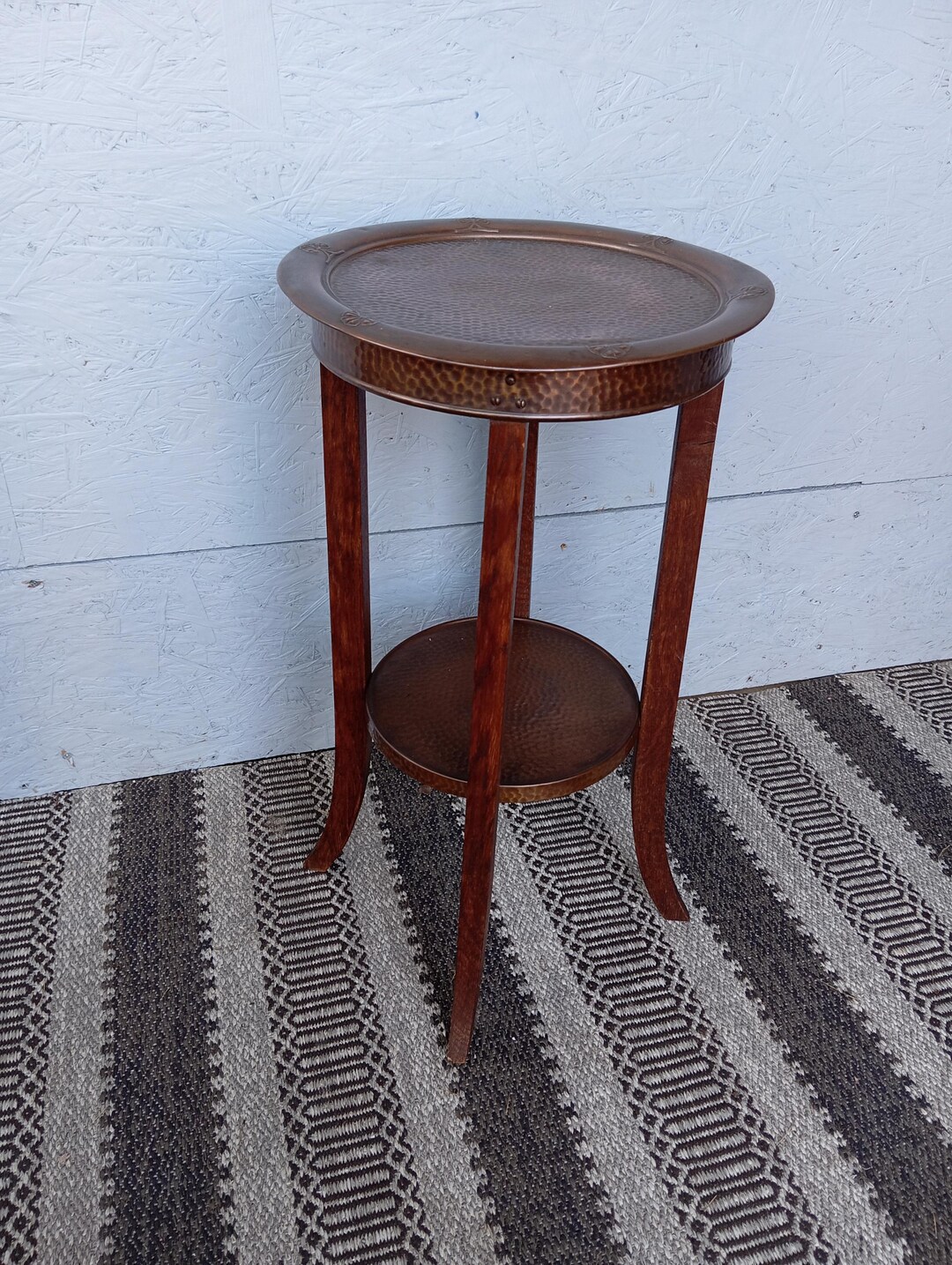 Vintage Scandinavian Decorative Flower Stand Made of Wood and Copper ...