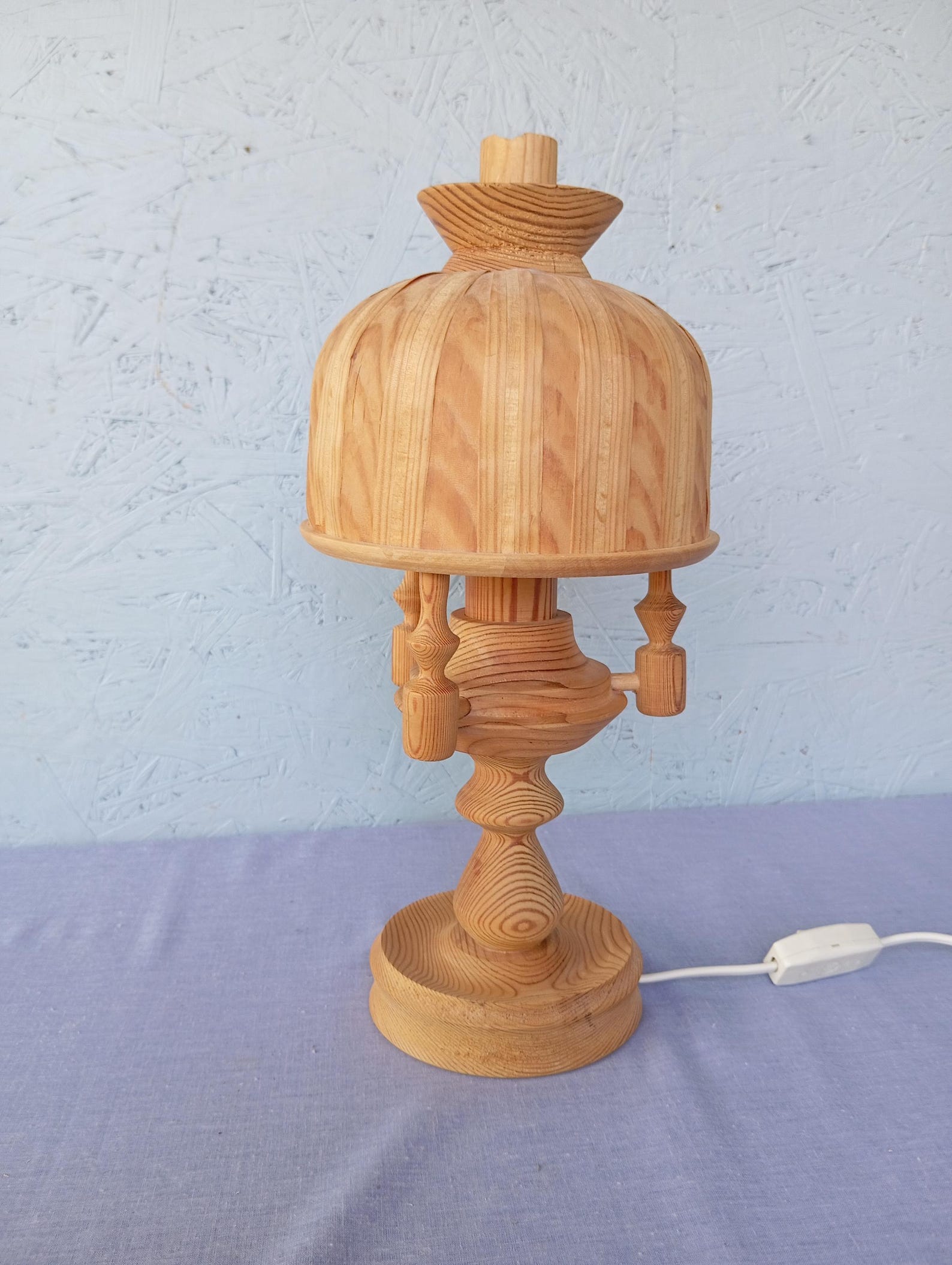 Vintage Carved Wood Electric Lamp: Rustic Allmoge Style - Etsy