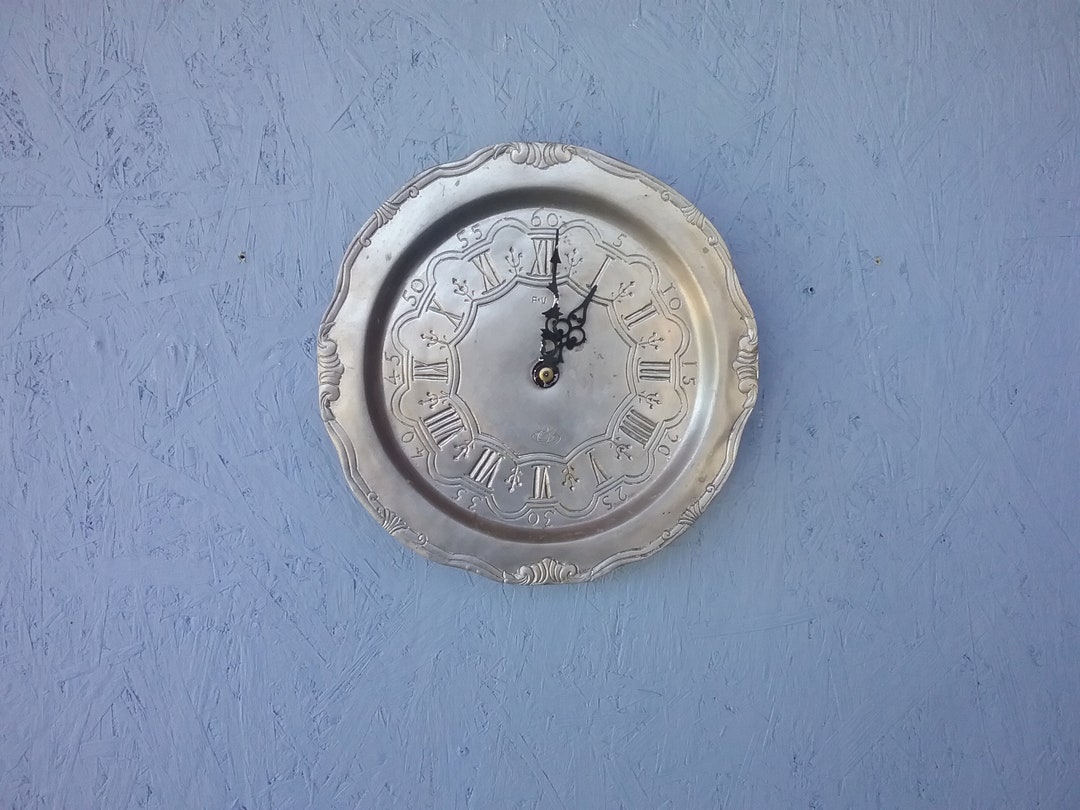 Vintage Pewter Wall Clock: Handmade German Junghans Movement - Etsy