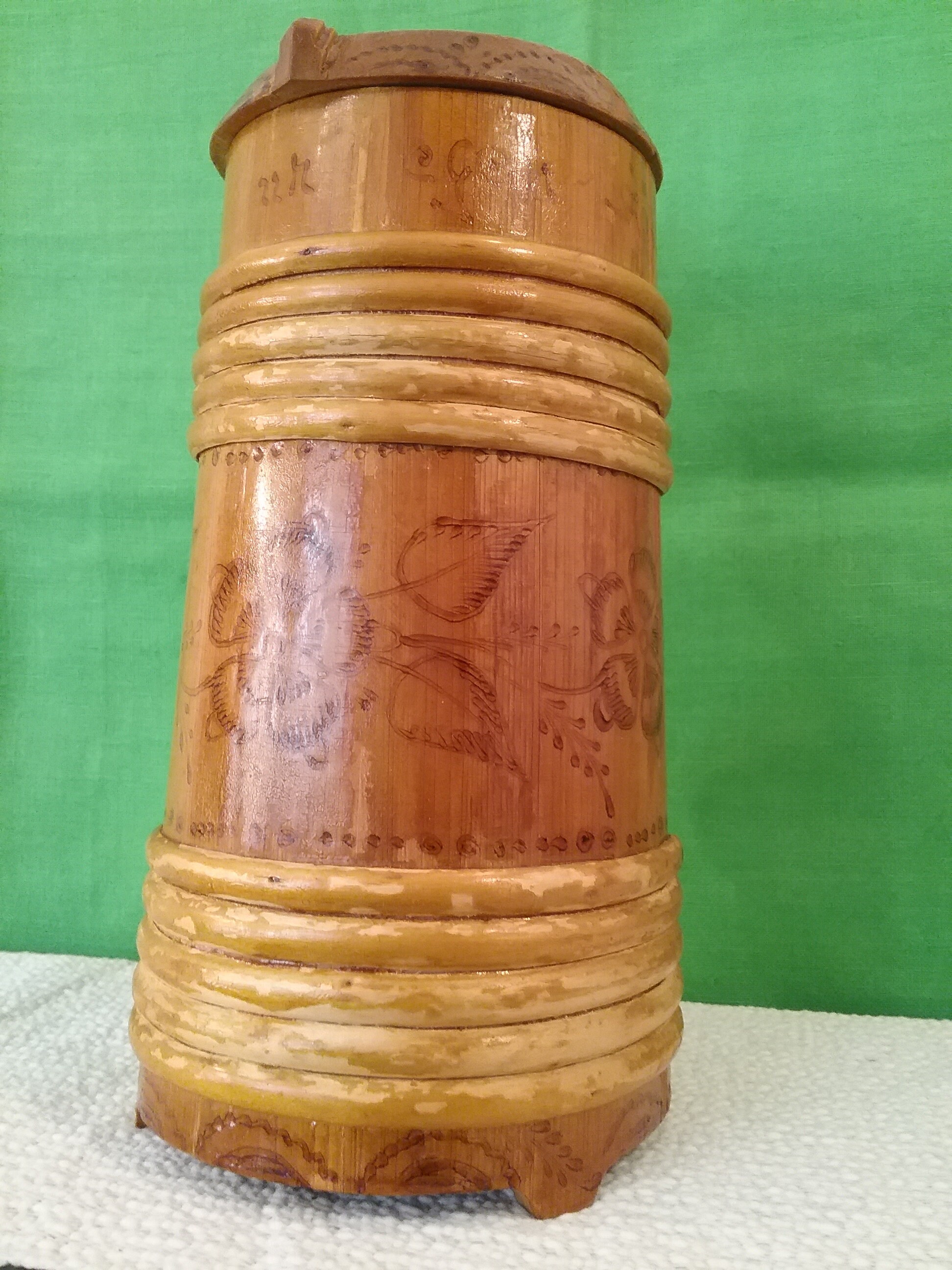 Swedish Wooden Tankard, Vintage Mug, Large Handmade Wooden Tankard With ...