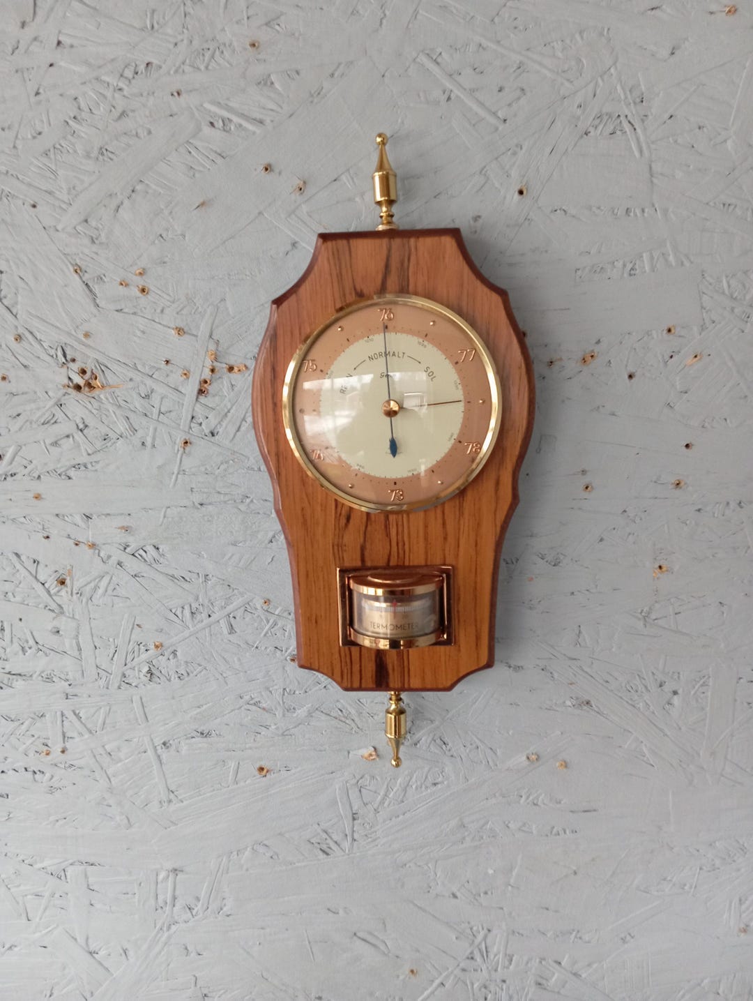 Norwegian Vintage Barometer With Thermometer, Handmade From Jakaranda ...