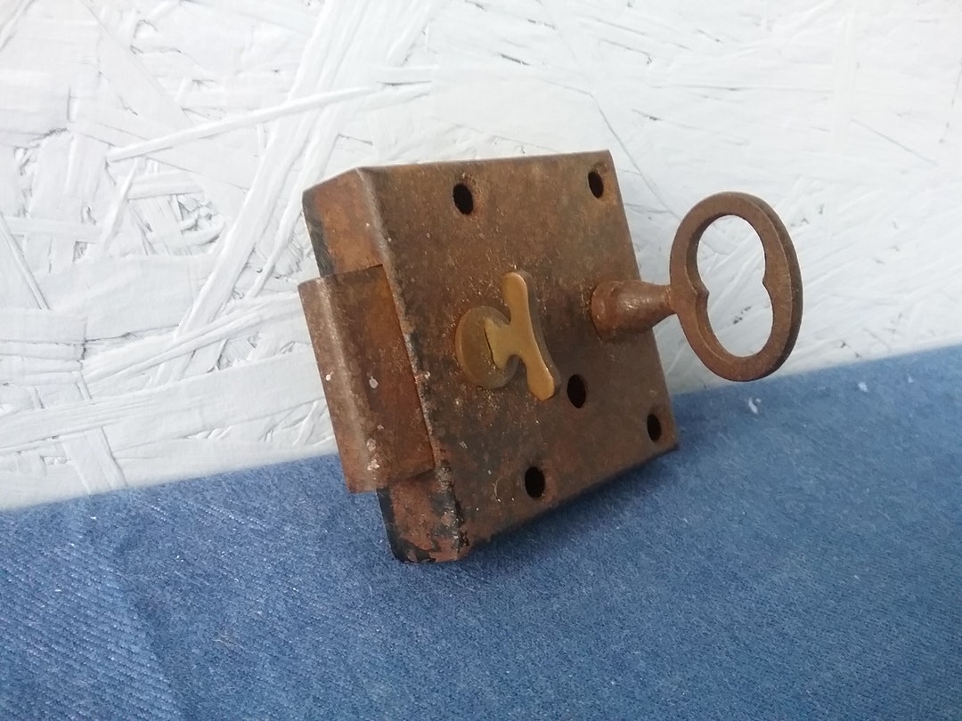 Antique Swedish Hand Forged Lock - Door Bolt, Wrought Iron and Brass ...