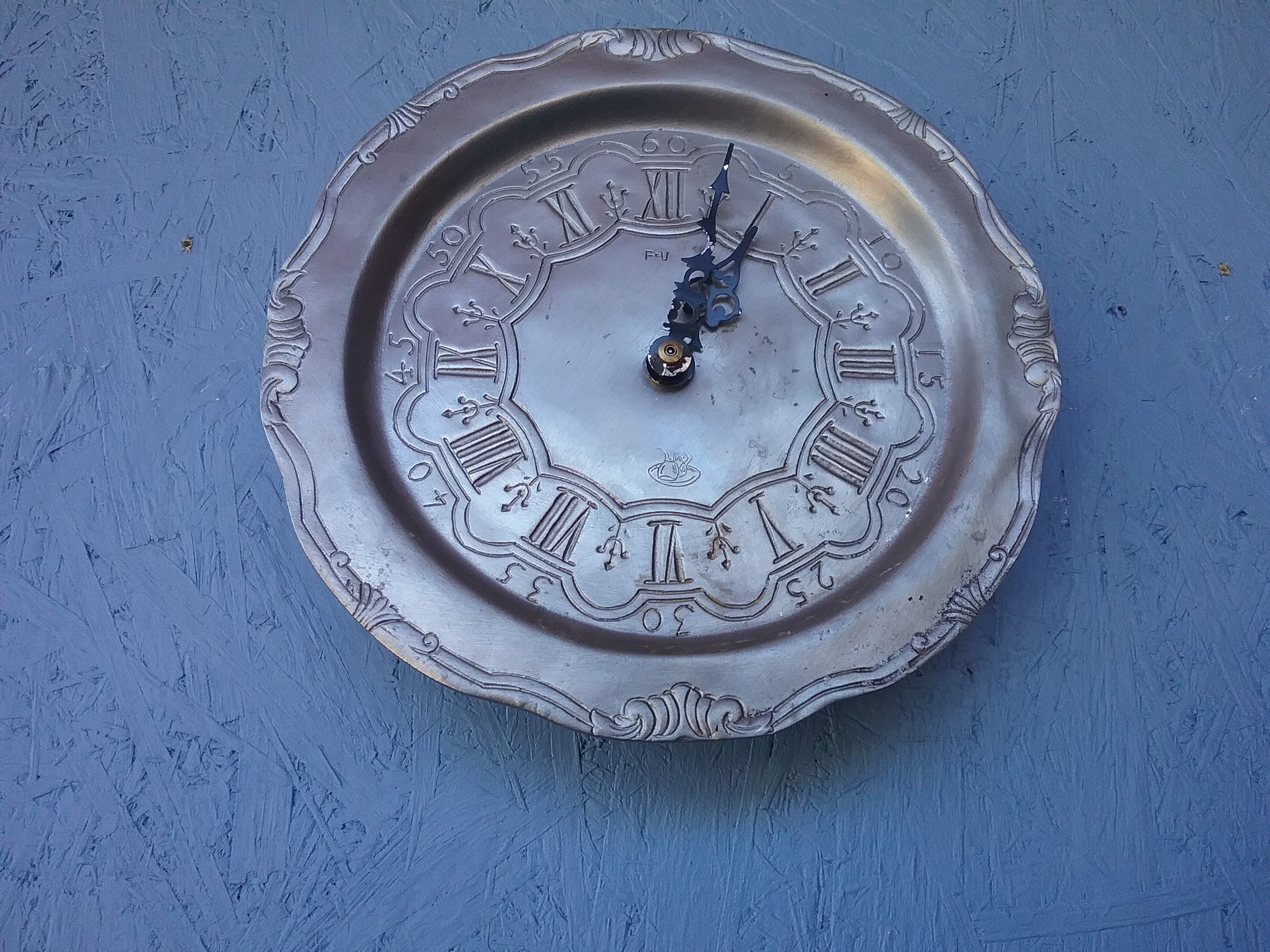 Vintage Pewter Wall Clock: Handmade German Junghans Movement - Etsy