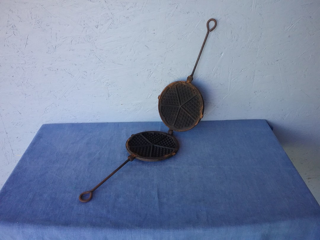 Antique Scandinavian Cast Iron Waffle Maker, Old Baking Utensils ...