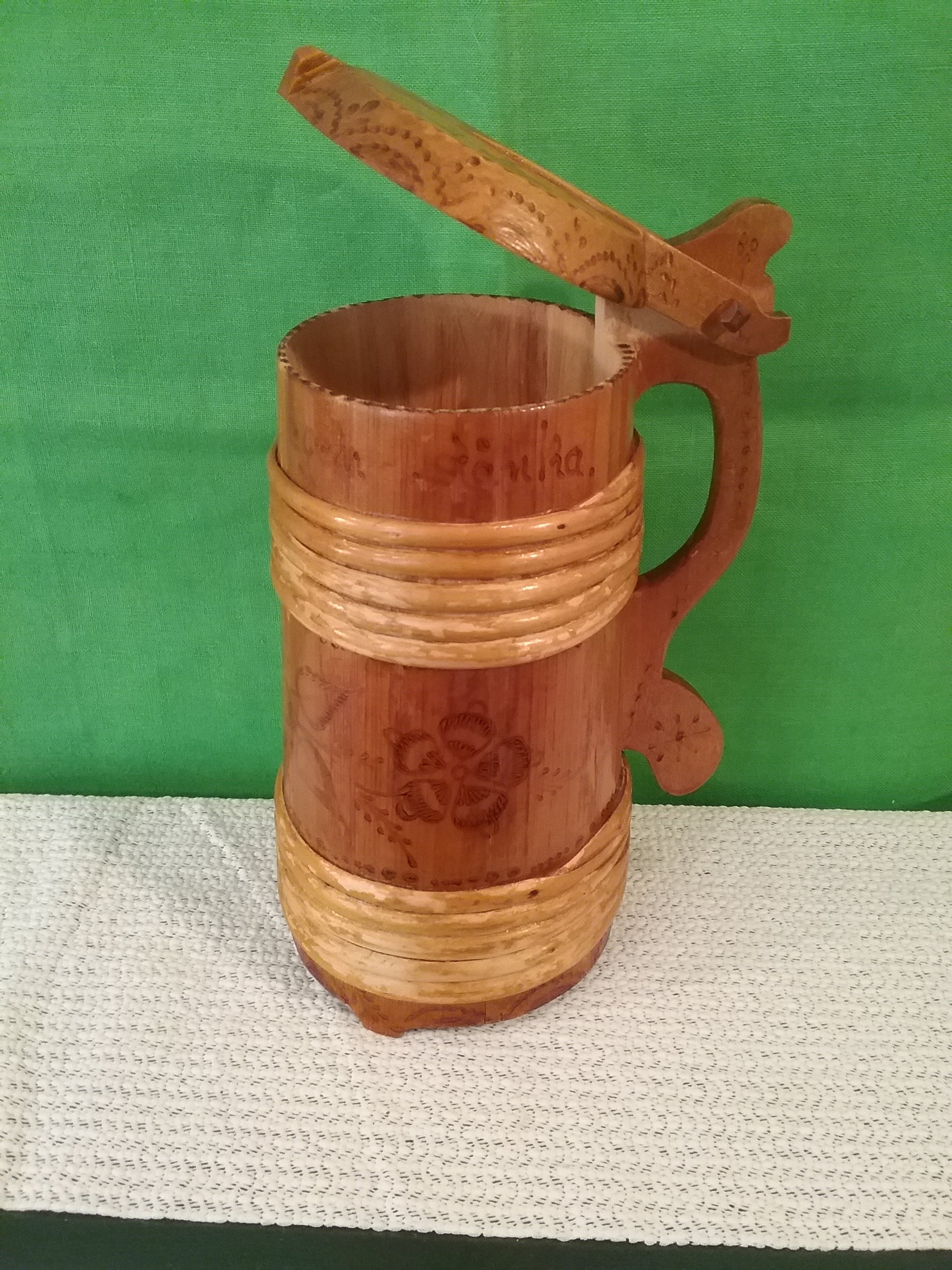 Swedish Wooden Tankard, Vintage Mug, Large Handmade Wooden Tankard With ...