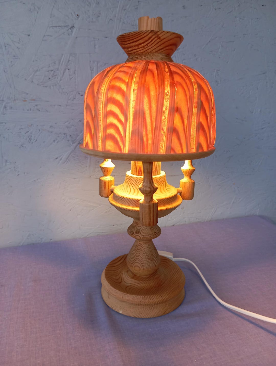 Vintage Carved Wood Electric Lamp: Rustic Allmoge Style - Etsy