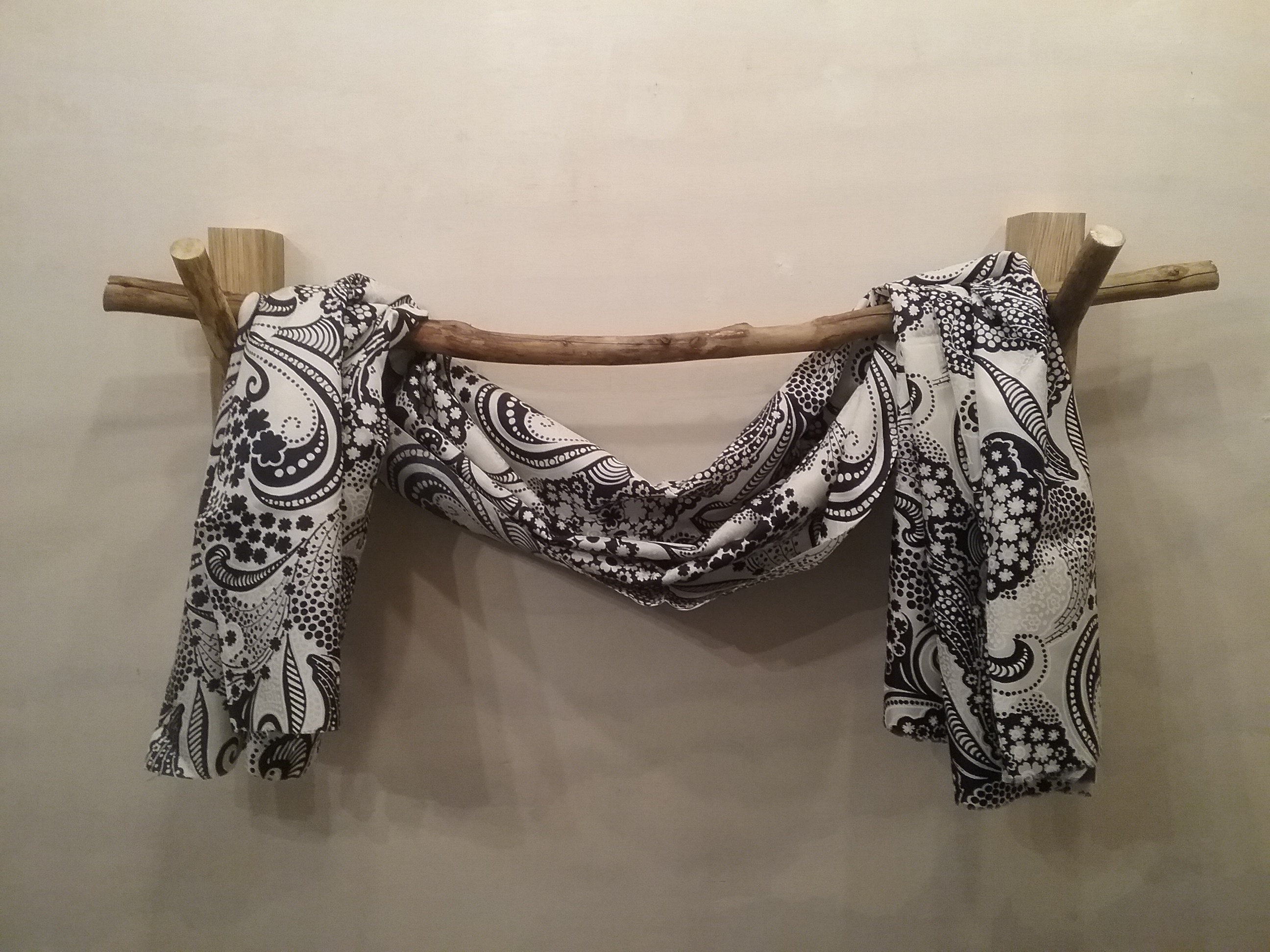 Natural Wood Window Curtain Rod Made to Measure /60cm/ Door Curtain Rod ...