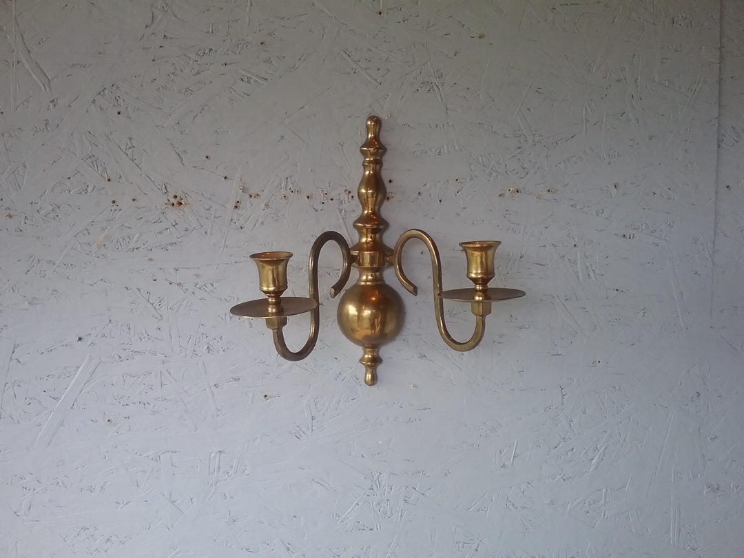 Vintage Brass Two-arm Candle Holder: Scandinavian Wall Decor - Etsy