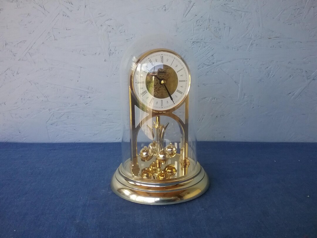 Haller Table Clock With Rotating Ball Pendulum and Plastic Dome, German ...