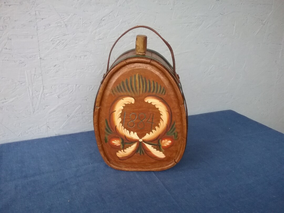 Antique Water Flask, Old Wooden Flask, Primitive Wooden Water Barrel ...