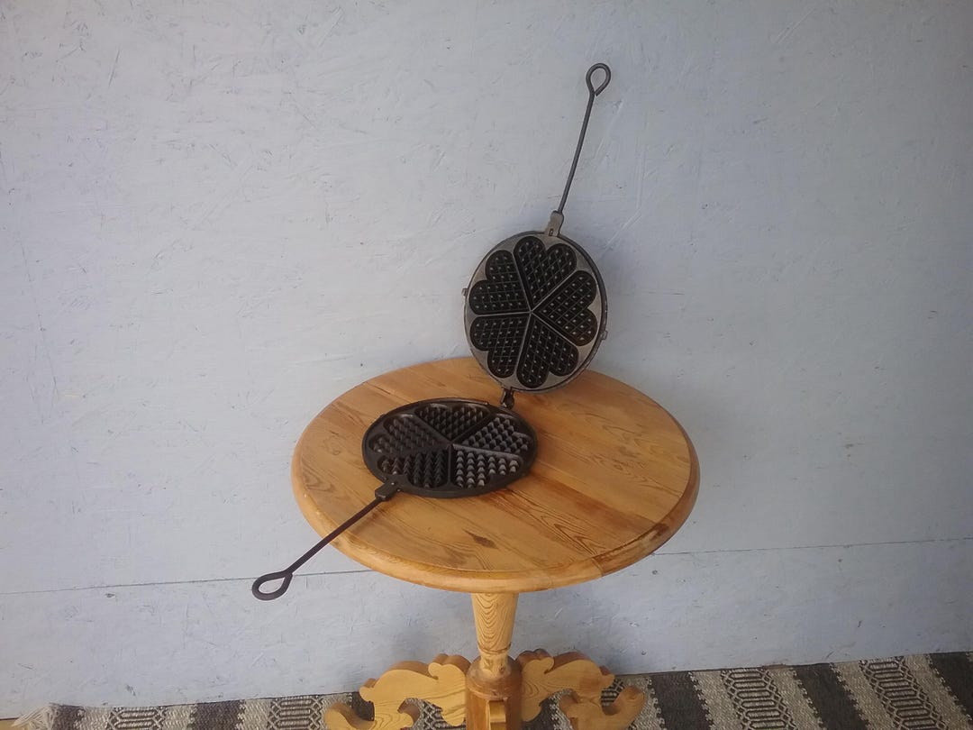 Antique Scandinavian Cast Iron Waffle Maker, Old Baking Utensils ...