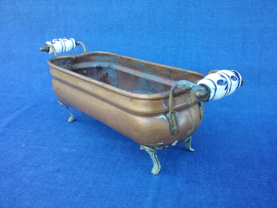Old Copper Pot, Pot on Legs, Pot With Ceramic Handles, Antique Pot ...
