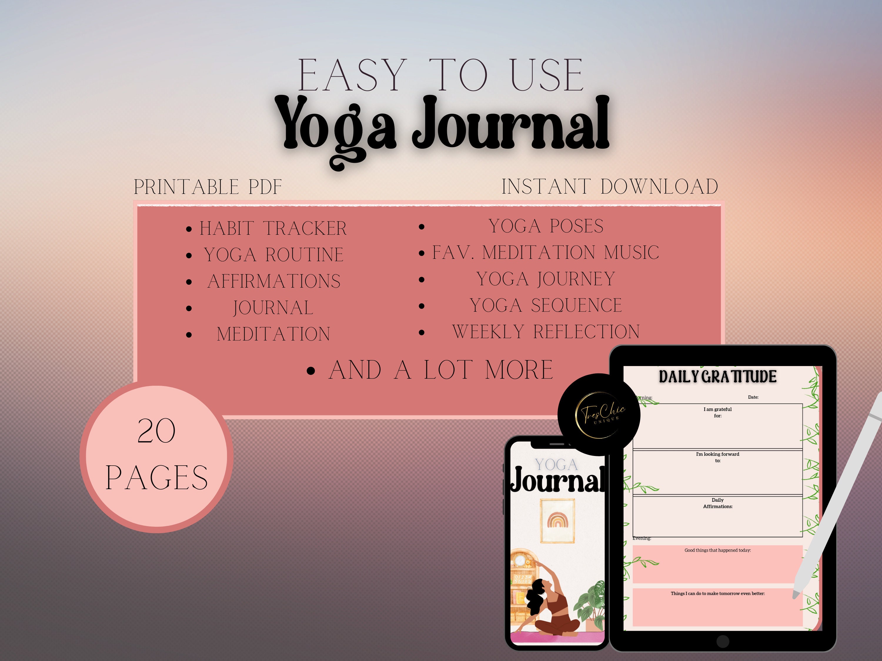 Yoga Journal Printable Meditation Journal Yoga Planner - Etsy