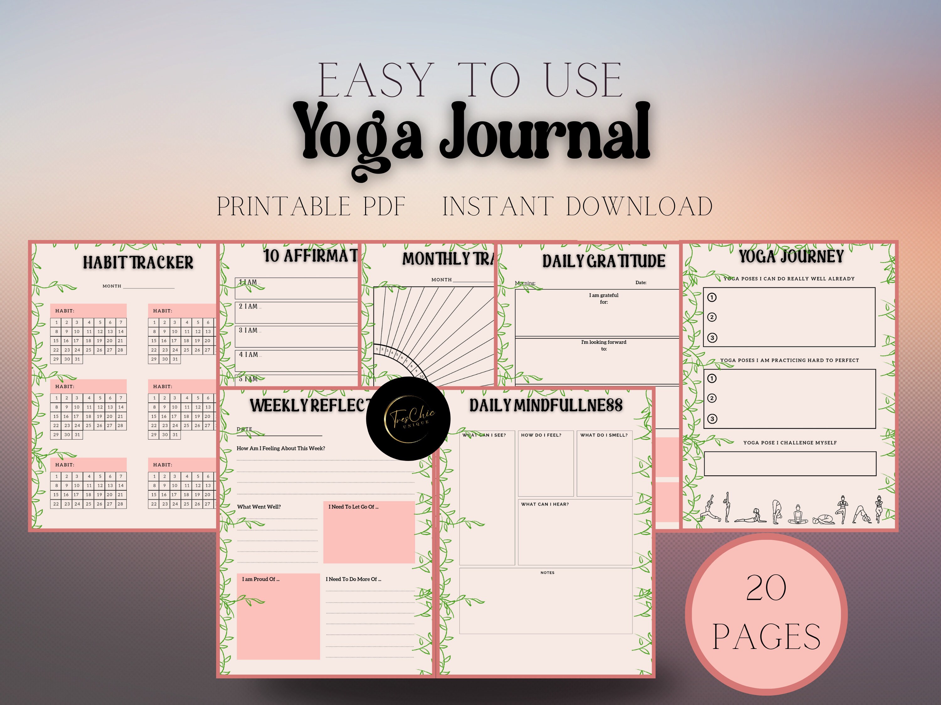 Yoga Journal Printable Meditation Journal Yoga Planner - Etsy
