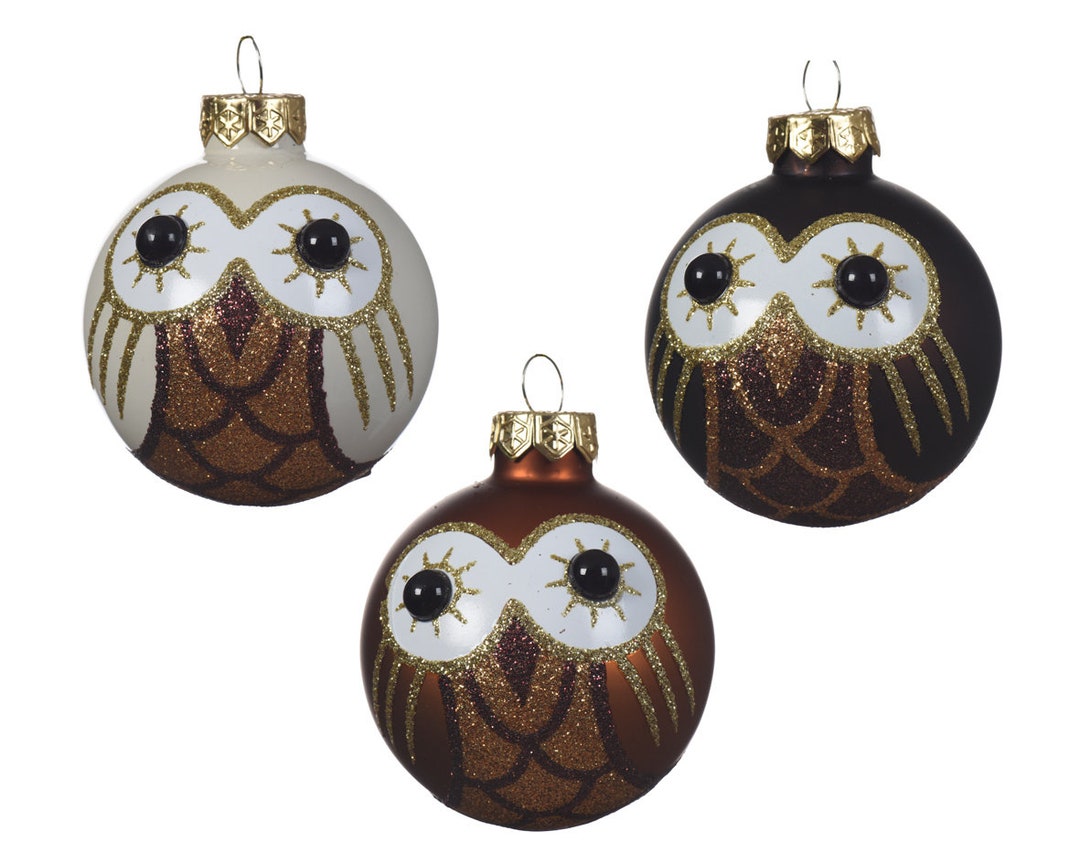 Set of 4 Christmas Tree Balls Owls Christmas Balls Glass H 6 Cm - Etsy